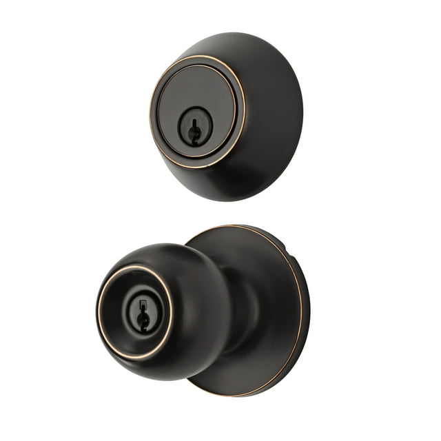 Hyper Tough Keyed Entry Ball Doorknob Lock and Single Cylinder Deadbolt ...