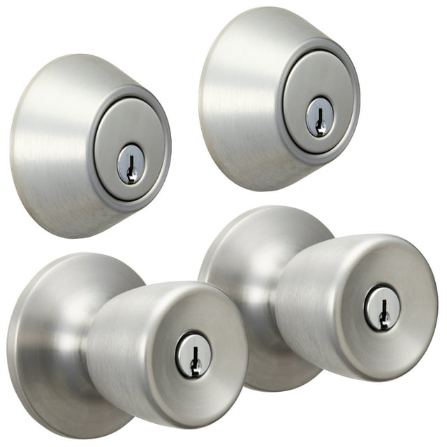 Hyper Tough Keyed Entry Tulip Style Doorknob and Deadbolt Double Combo ...