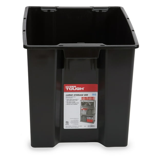 Hyper Tough Garage Plastic Storage Bin Large Nesting Stacking, Black ...