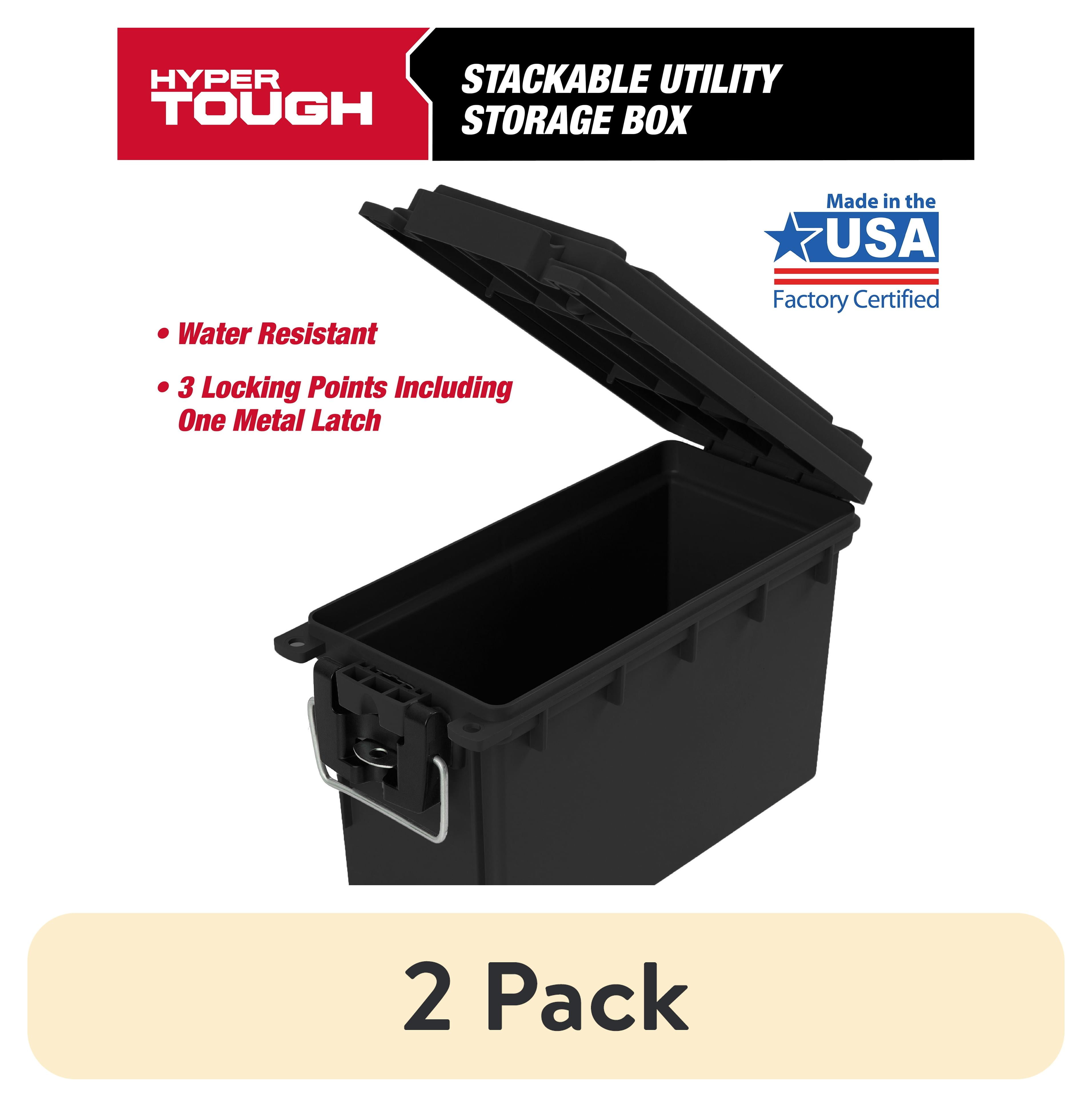 (2 pack) Hyper Tough Locking and Stacking Utility and Tool Box, Black ...