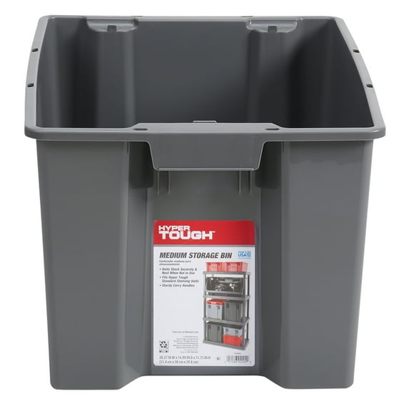Hyper Tough Medium Nesting Stacking Storage Bin Gray 11.8 Gallon ...
