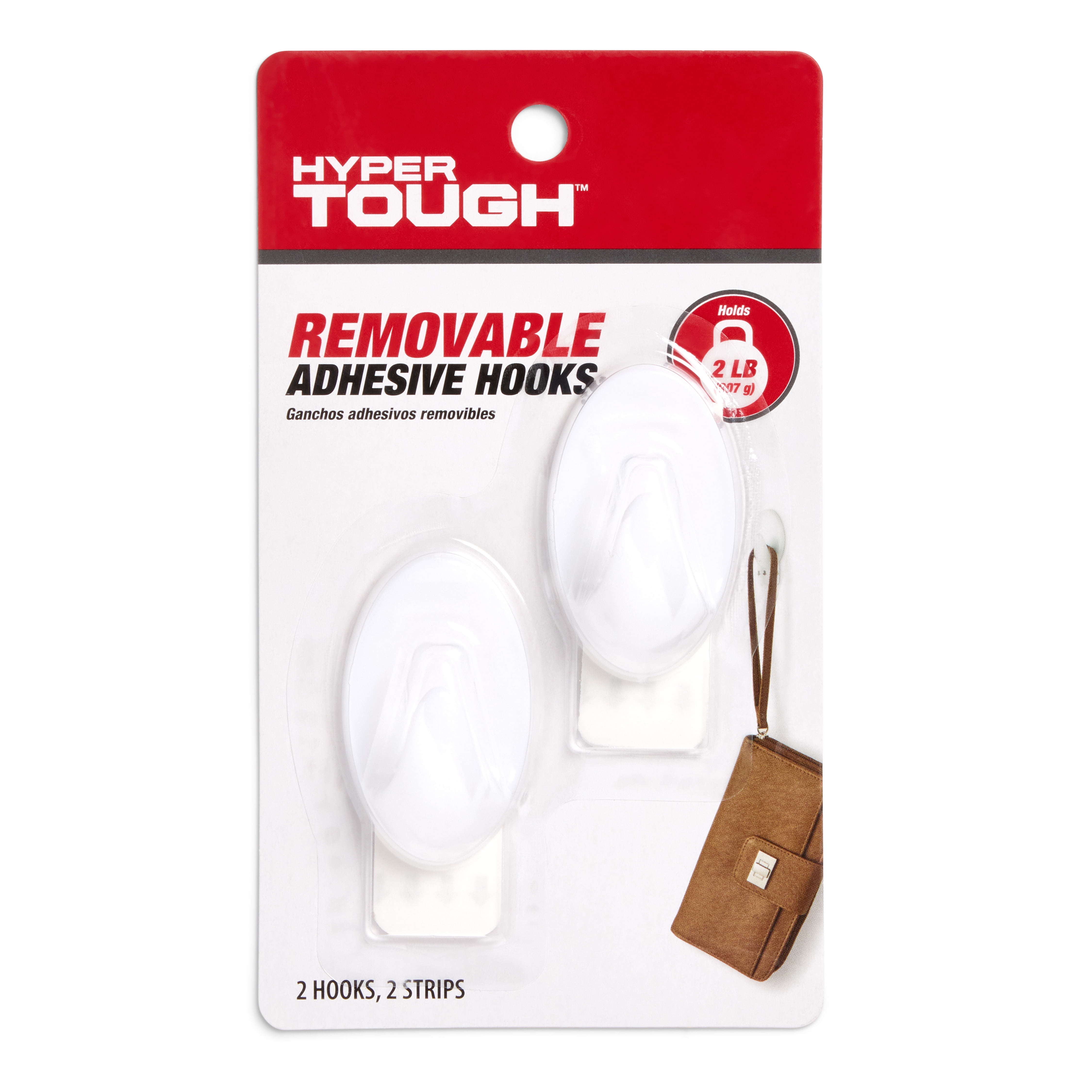 Hyper Tough Medium Removable Self-Adhesive Hook, Oval Plastic Hooks for ...