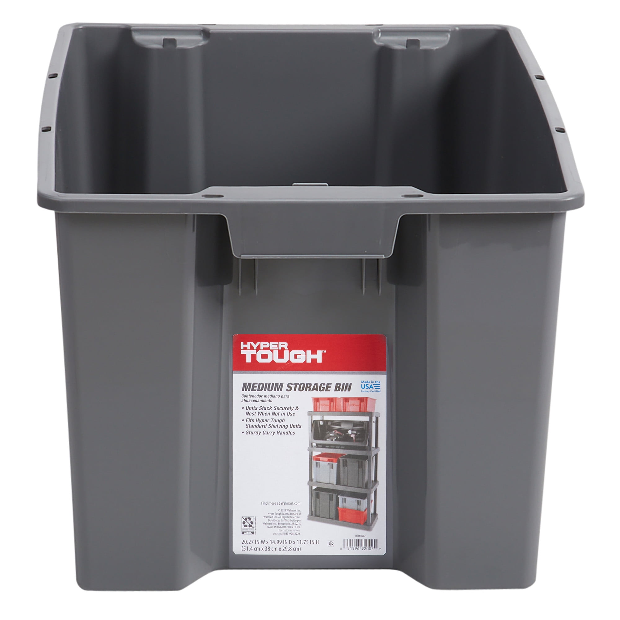 Hyper Tough Medium Nesting/Stacking Plastic Storage Bin, Gray - Walmart ...