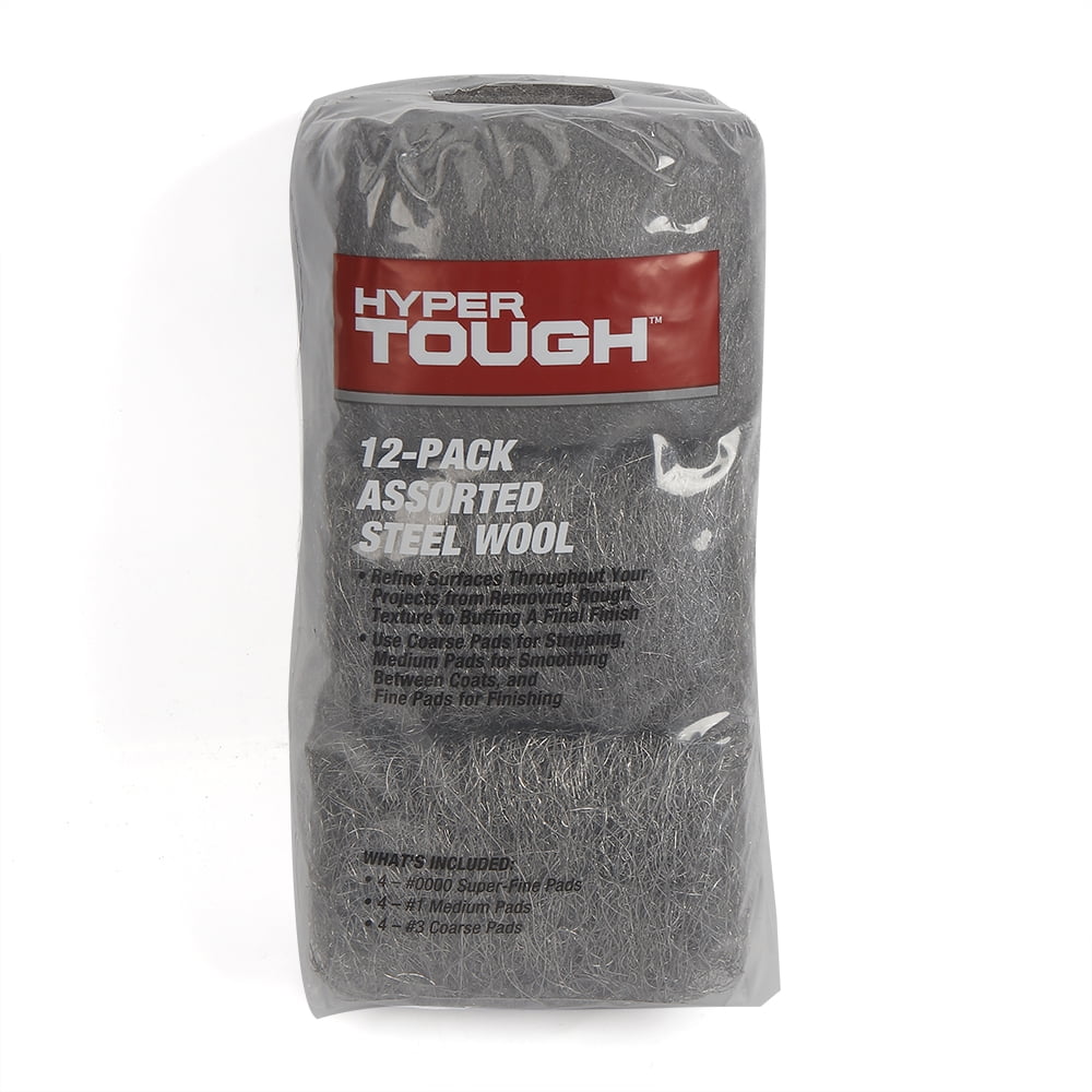 Hyper Tough Steel Wool Pads 12-pack Multi-Grade Assorted for Metal ...