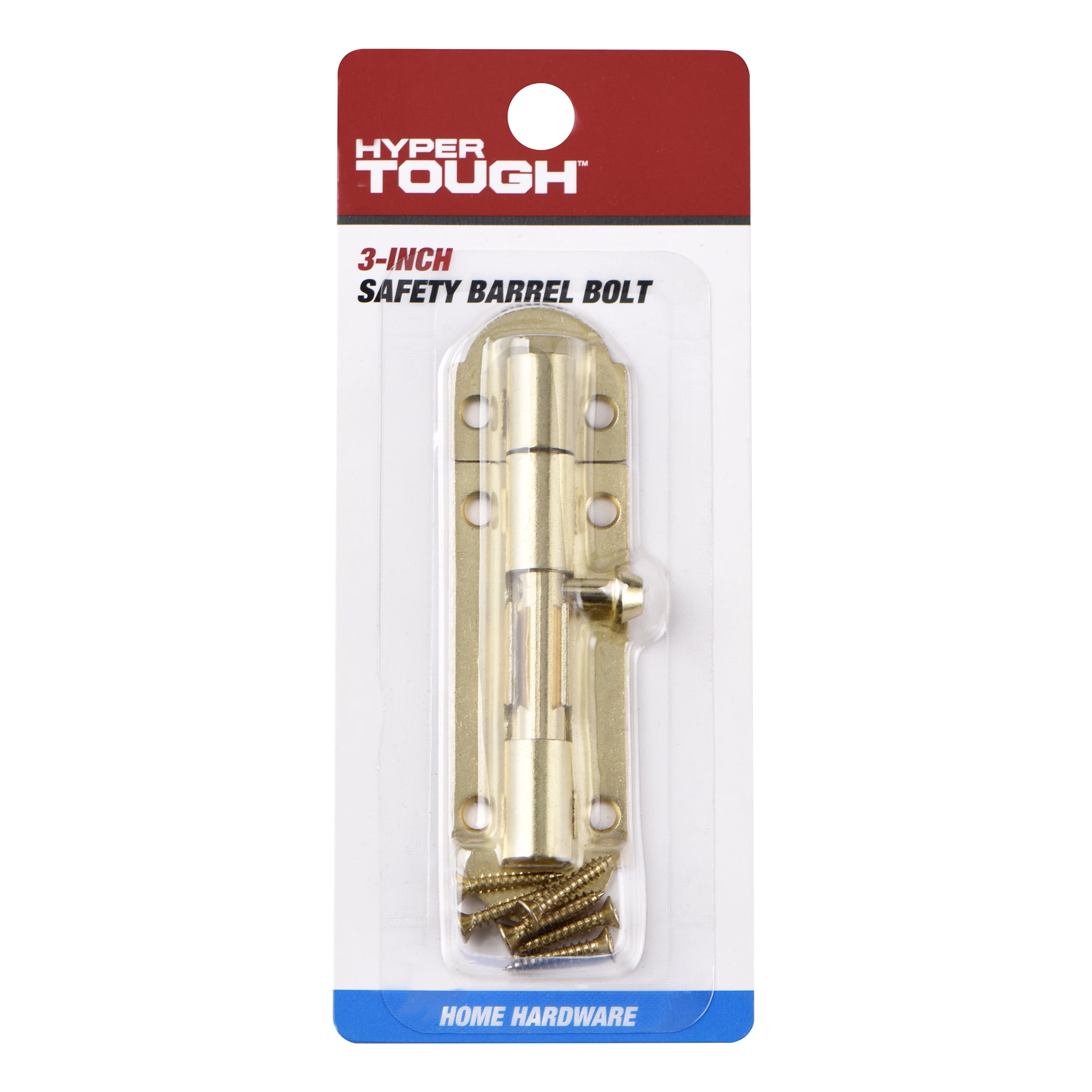 Hyper Tough Steel Safety Barrel Bolt, 3 in. Brass Plated Lock for Doors ...