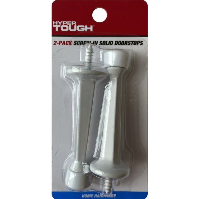 Hyper Tough New Screw-in Solid Doorstop, White, 2 Pack, 0.984 X 0.984 X ...