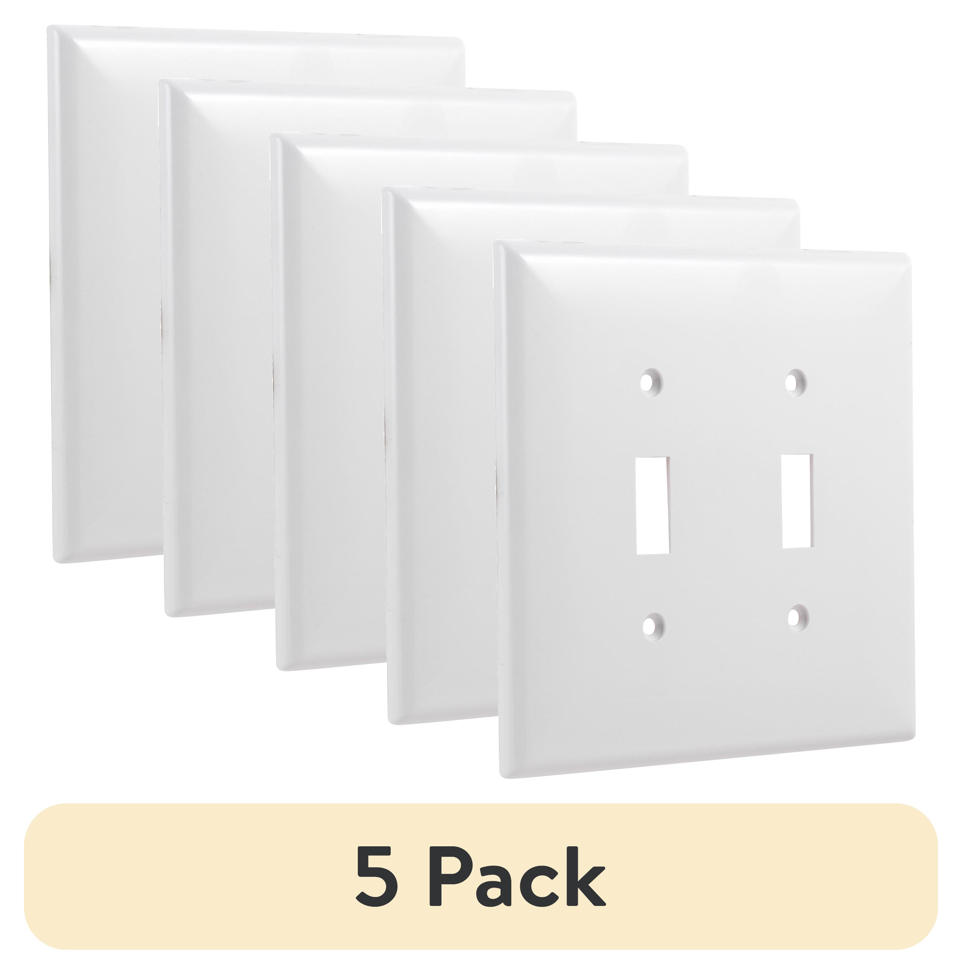 (5 pack) Hyper Tough Oversized Wallplate, Double Switch, White Nylon ...