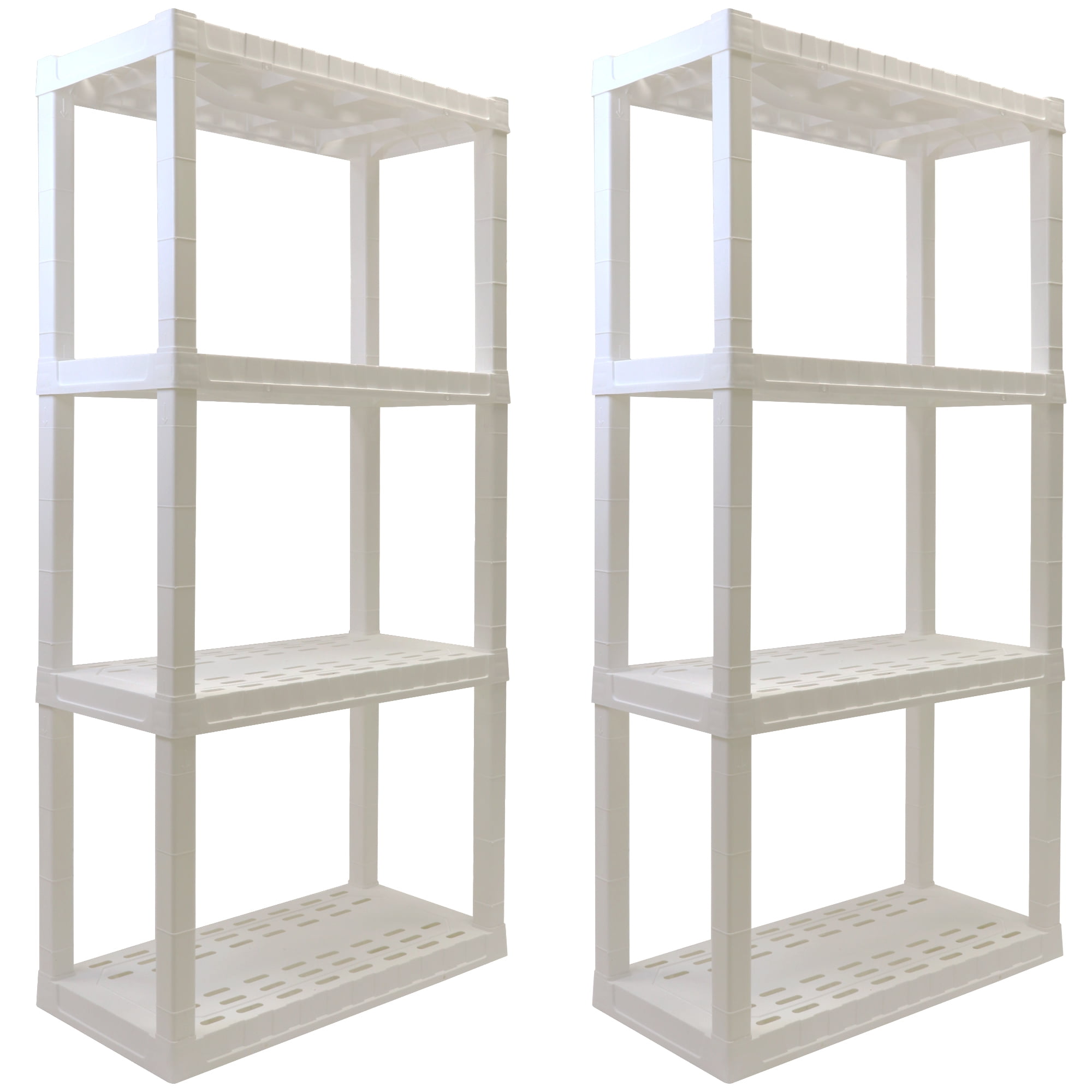 Hyper Tough Plastic Storage Shelves 4-Tier 56" H x 30" W x 14" D 2-Pack ...