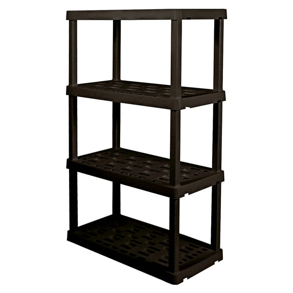 Hyper Tough Plastic Storage Shelves Garage Shelving Unit 4-Tier 36"W x ...