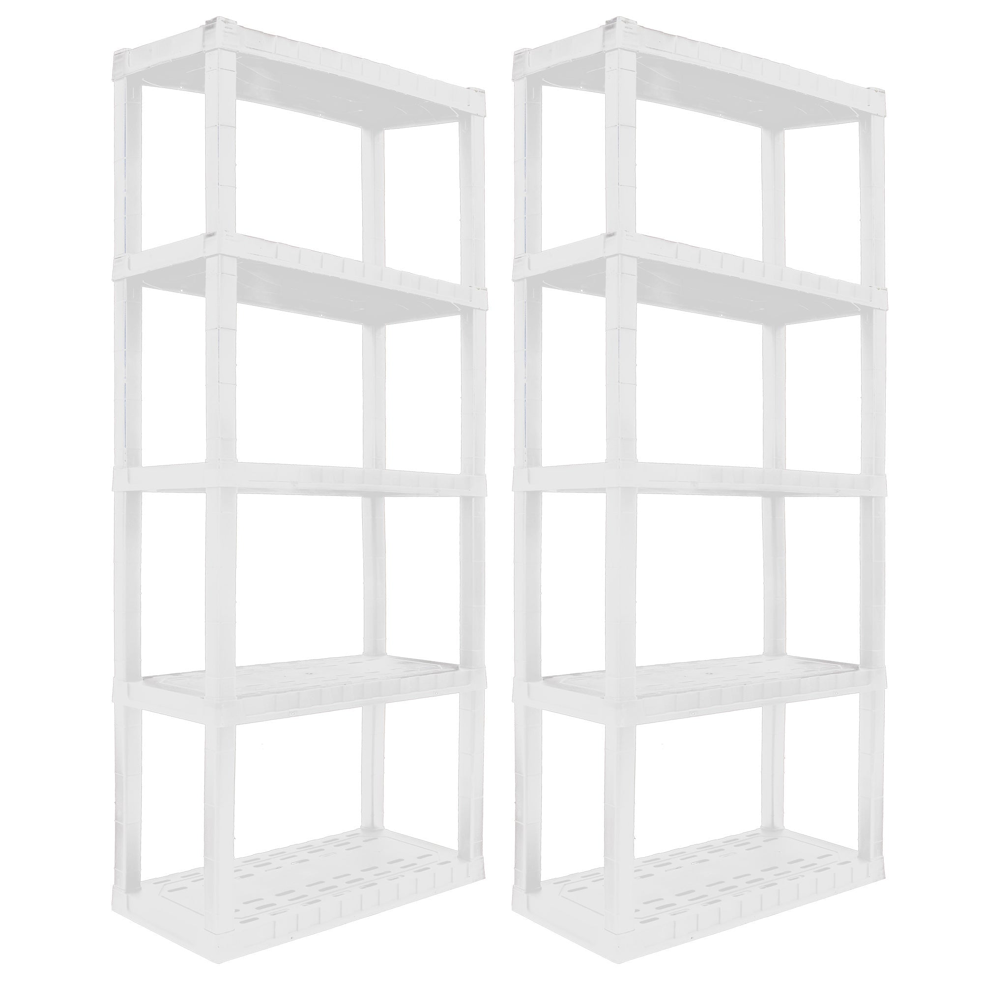 Hyper Tough Plastic Storage Shelves 5-Tier 75"H, 30"W, 14"D 2-Pack ...