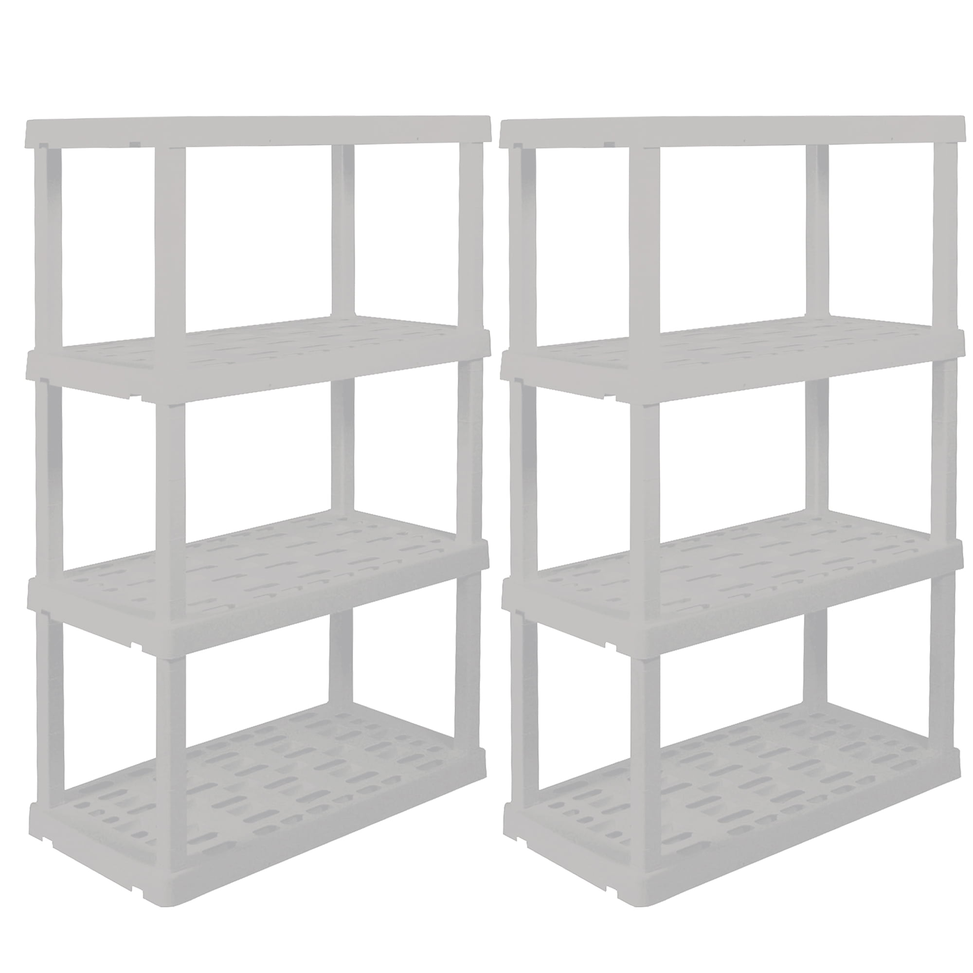 Hyper Tough Plastic Storage Shelves 4-Tier 56"H x 18"D x 37"W 2-Pack ...