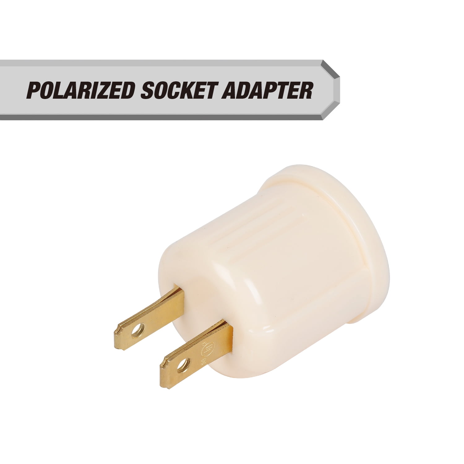 Hyper Tough Polarized Socket Adapter, Converts 2-Prong Outlet to Light ...