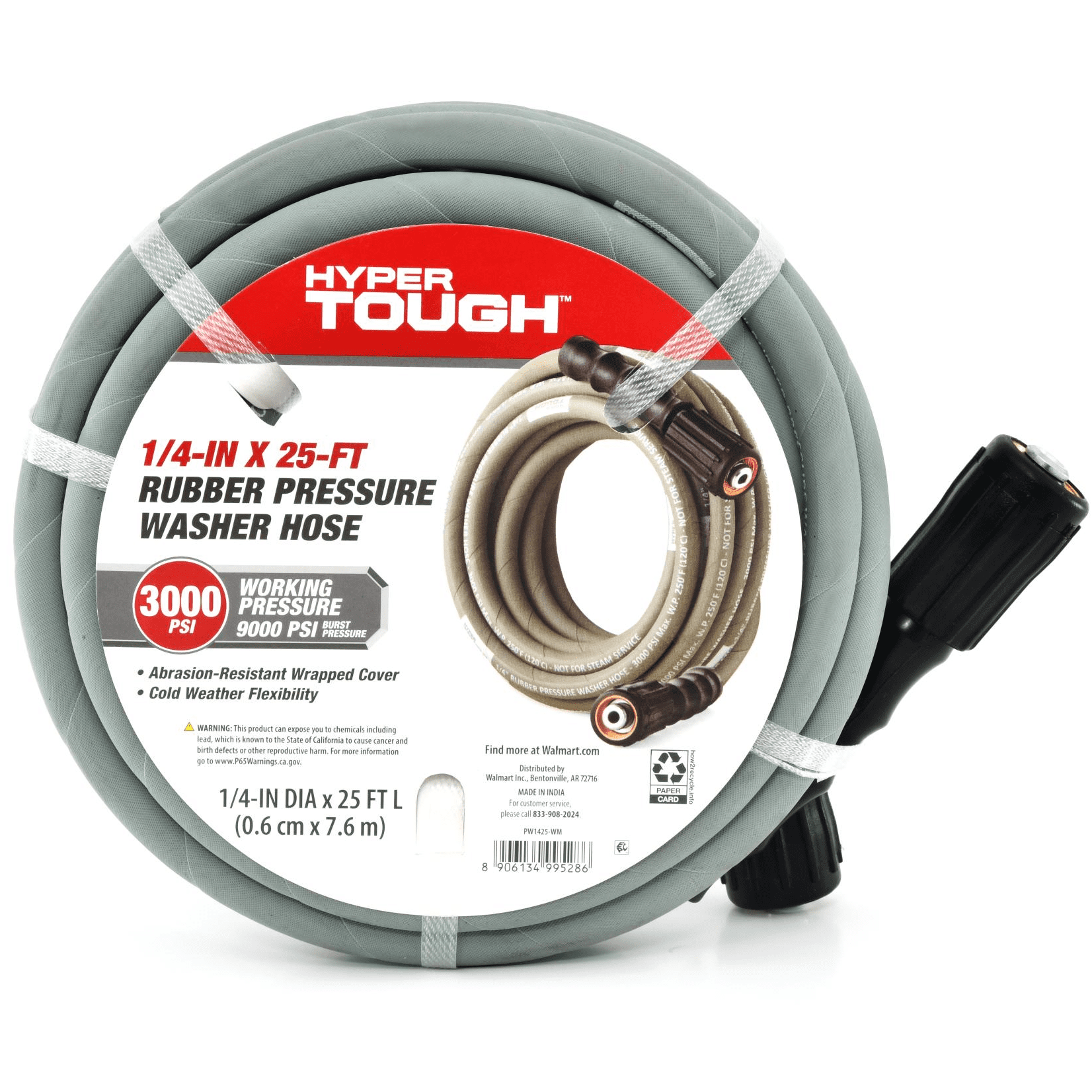 Hyper Tough Pressure Washer Hose 1/4" x 25' with M22 Fittings- Superior PW Hose - Walmart.com