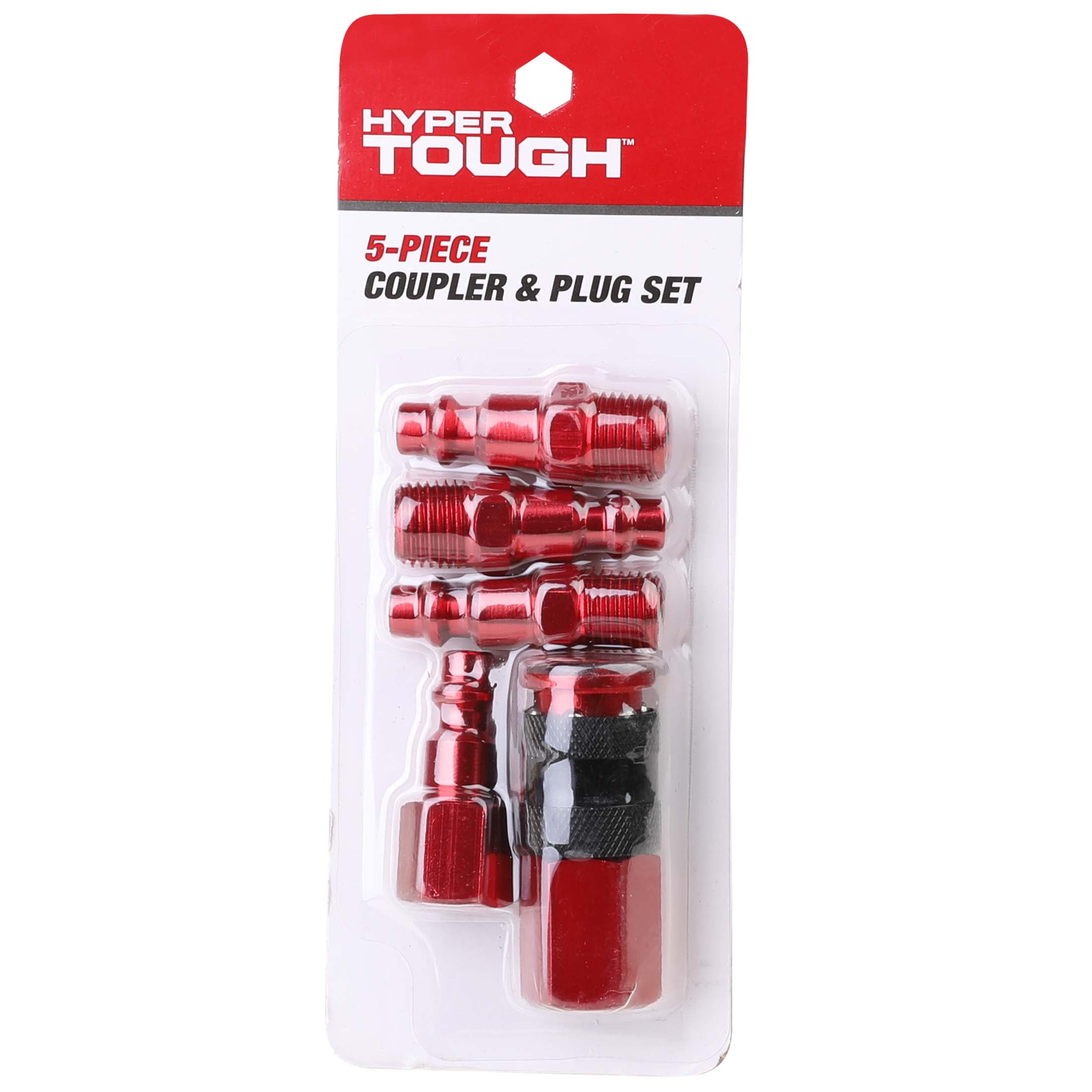 Hyper Tough Red Aluminum Universal Air Coupler & Plug Set 5 Piece, 13 ...