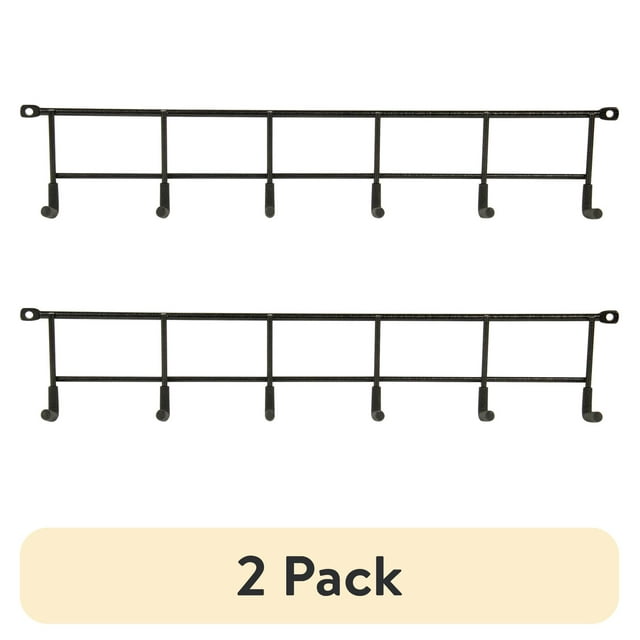 (2 pack) Hyper Tough Screw Mounted Steel Multi-Hook Rack, Black Powder ...