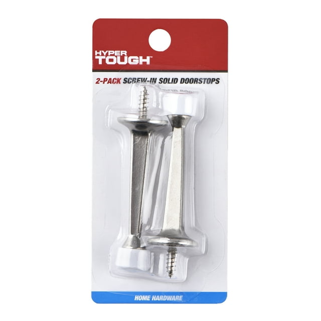 Hyper Tough Screw-in Solid Doorstop, Satin Nickel, 2 Pack, Assembled ...