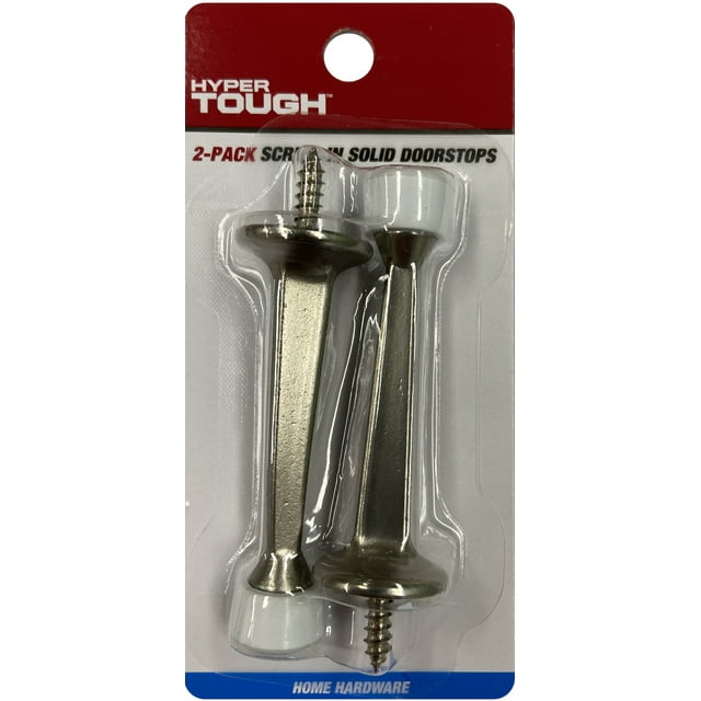 Hyper Tough Screw-in Solid Doorstop, Satin Nickel, 2 Pack, Assembled ...