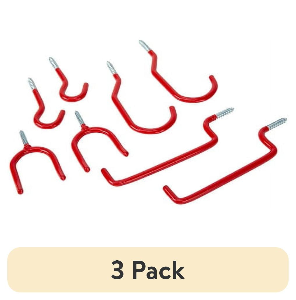 (3 pack) Hyper Tough Screw-in Vinyl Coated Storage Hook Assortment, Red ...