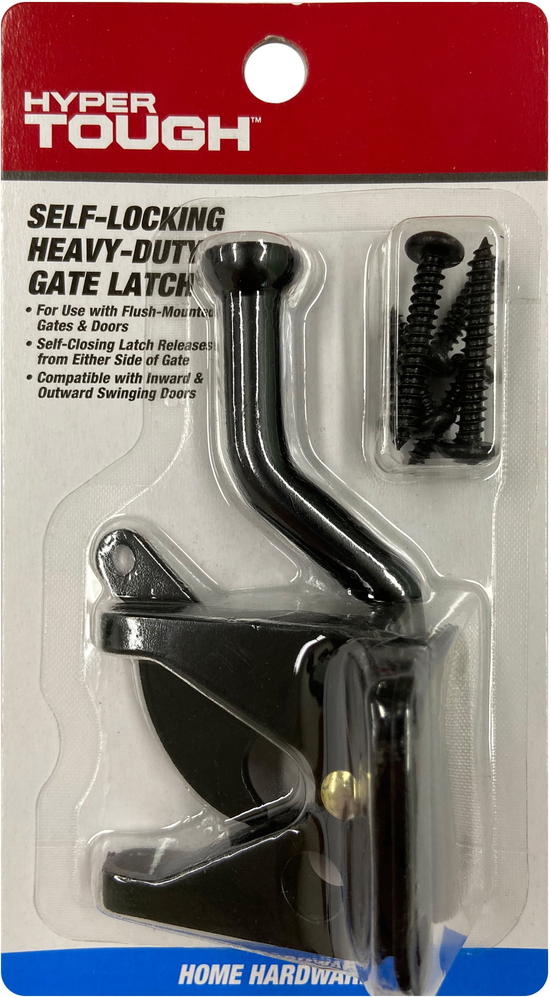 Hyper Tough Self Locking, Heavy Duty Steel Gate Latch, Black - Walmart ...