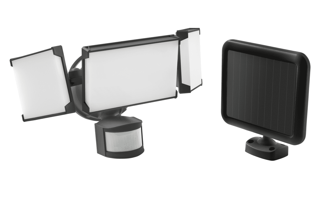 Hyper Tough Solar Three Head LED Motion Sensing Security Flood Light ...