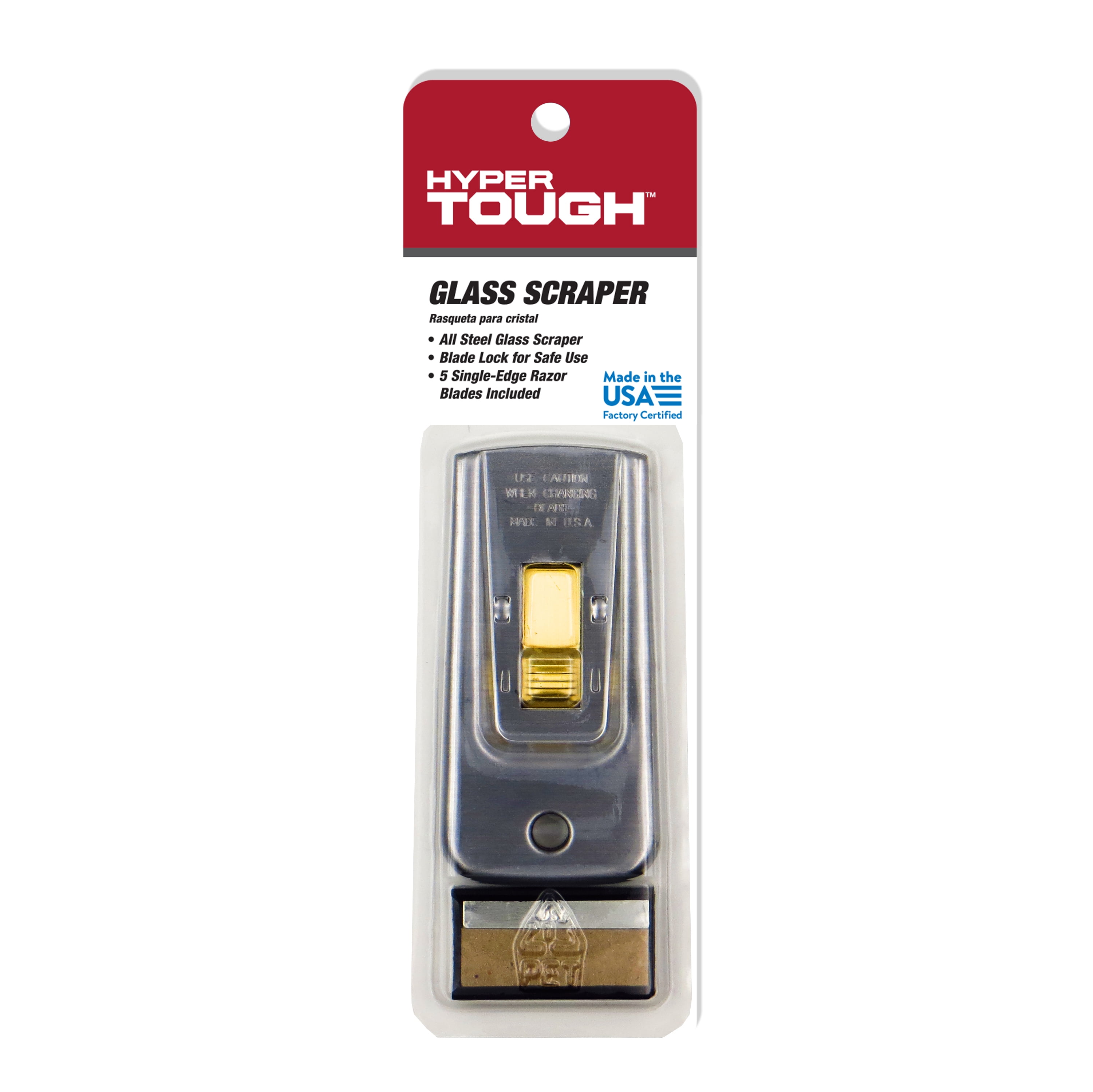 Hyper Tough Steel Safety Glass Scraper, Retractable with 5 Replacement ...