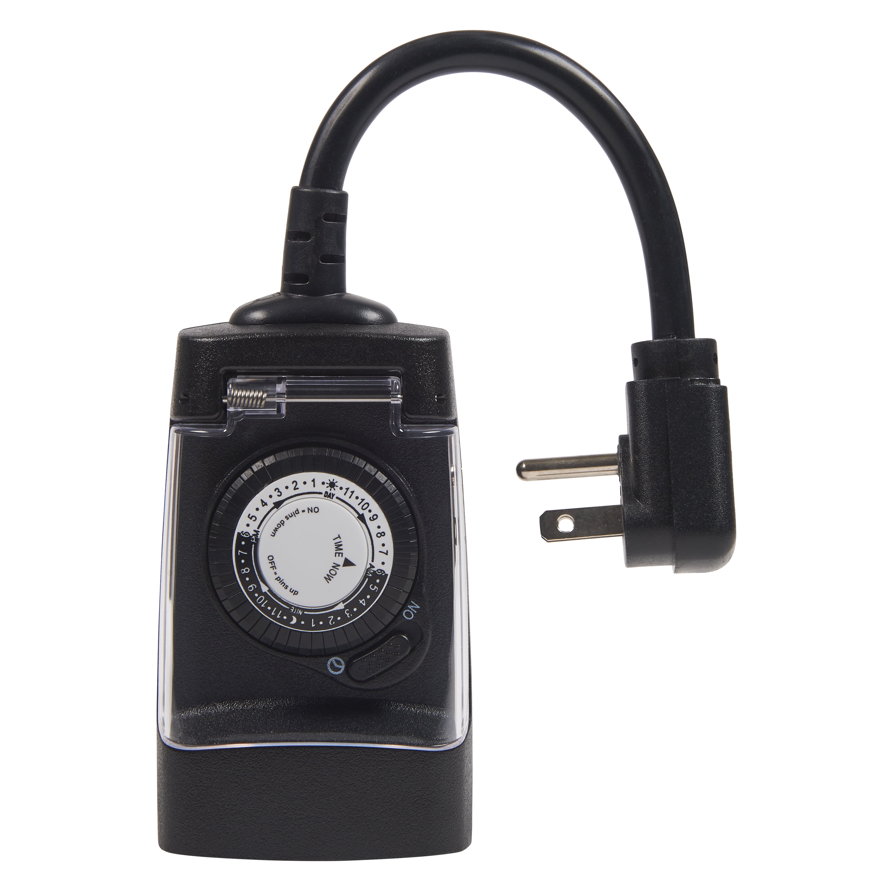 Hyper Tough Single Outlet All-Weather Timer with 3-Prong Outlet, 6 inch ...