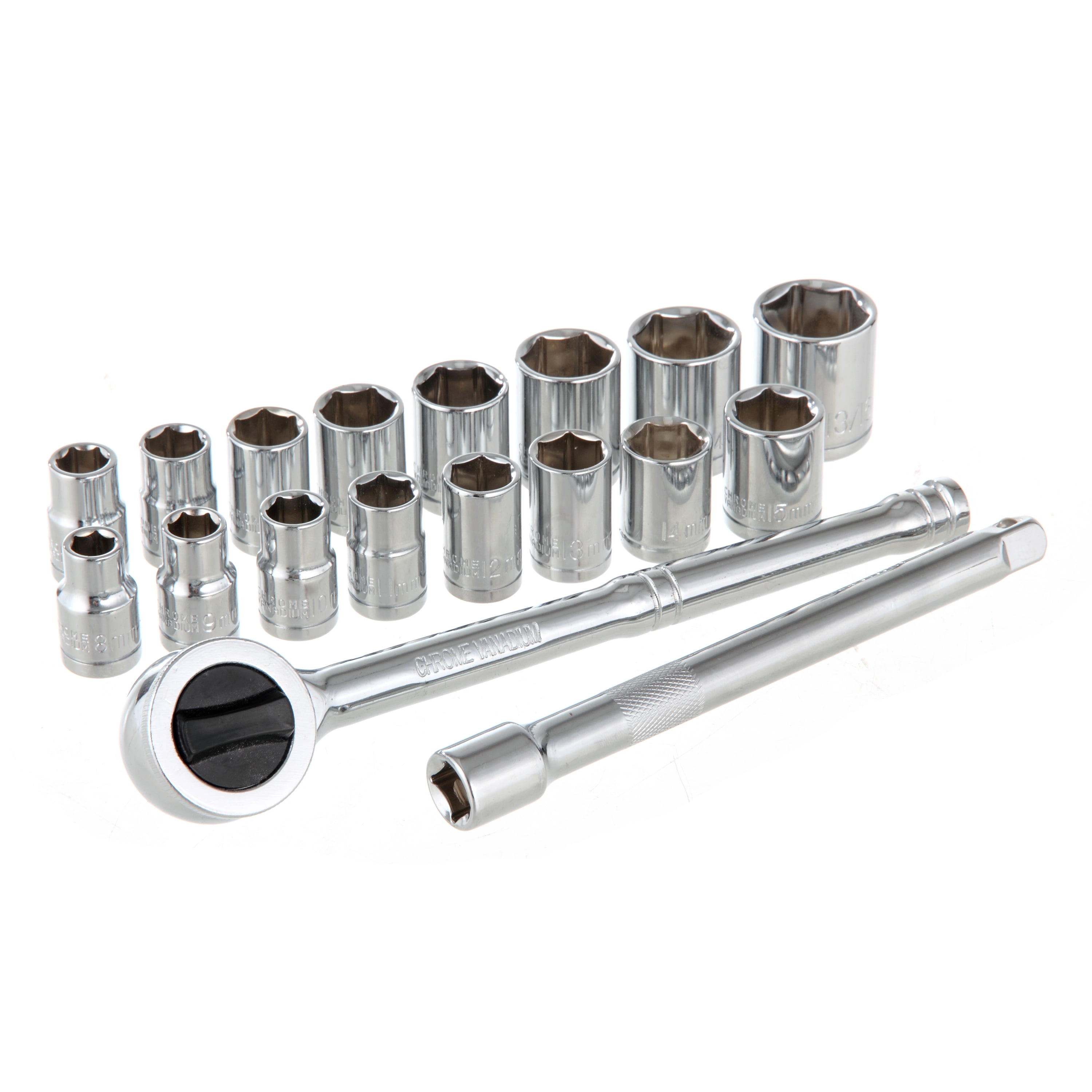 Hyper Tough UA20036A 18-Piece, 3/8-inch Drive SAE and Metric Socket Set ...