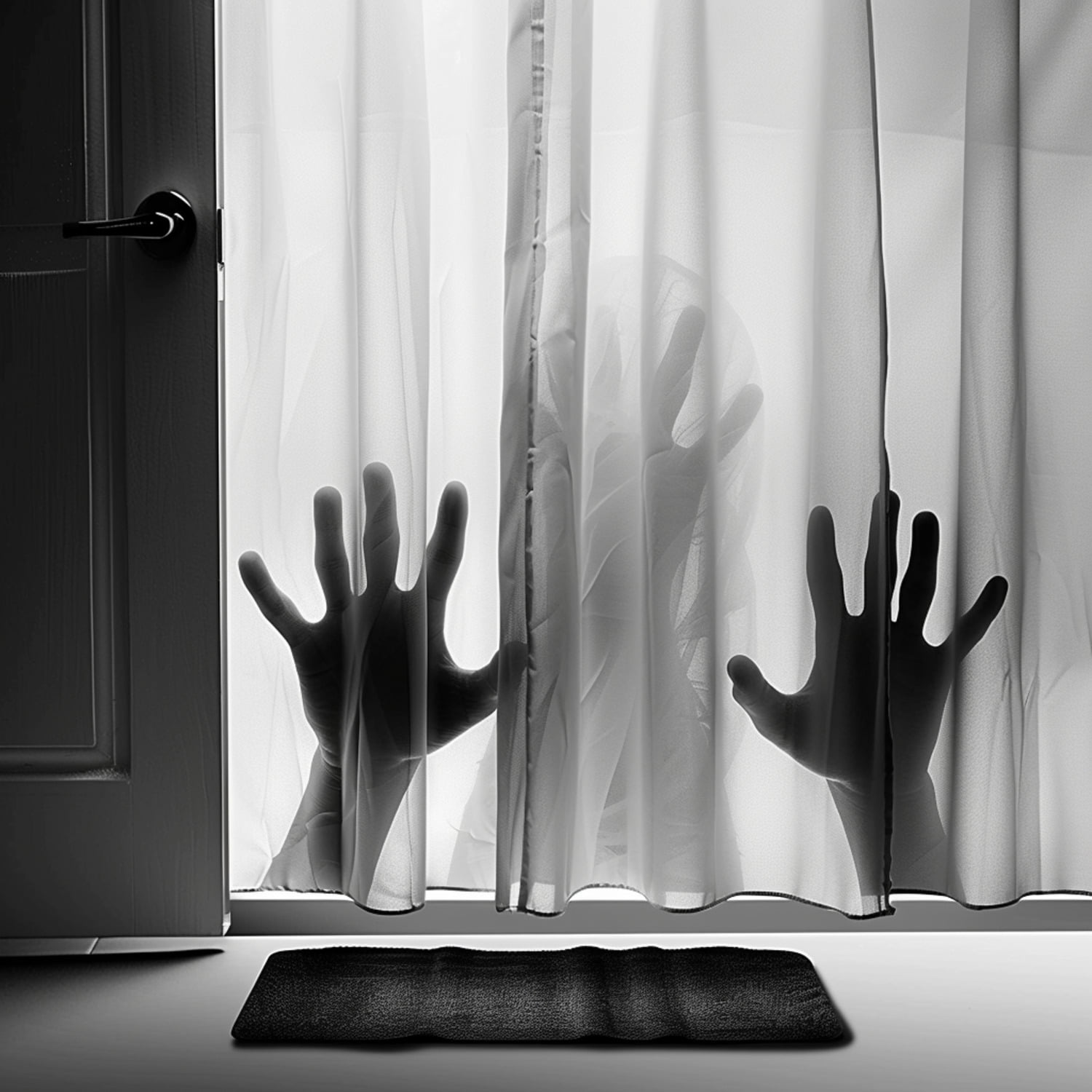 Hyper-realistic black and white photograph of shrouded ghost hands ...