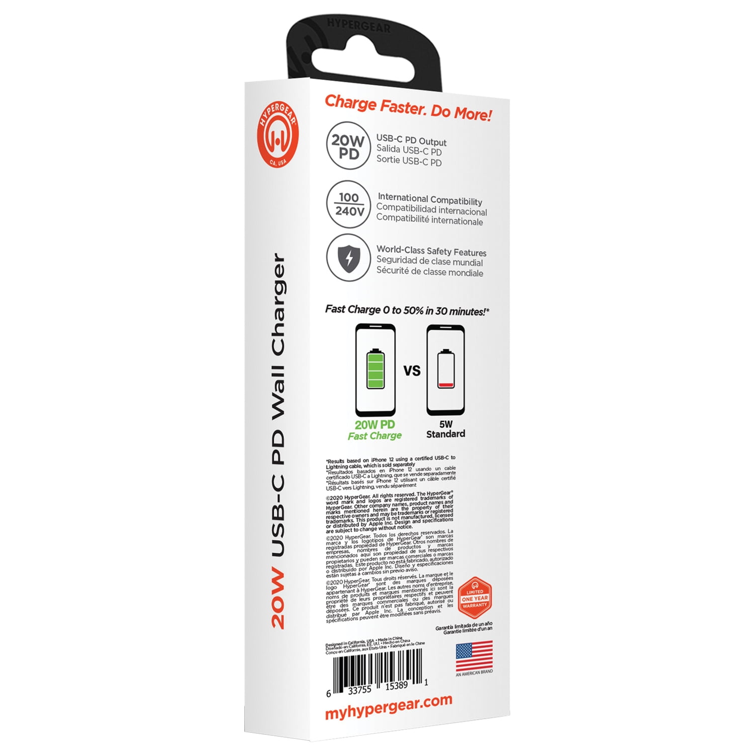 HyperGear 15389 20-Watt Power Delivery USB-C Wall Charger - Walmart.com