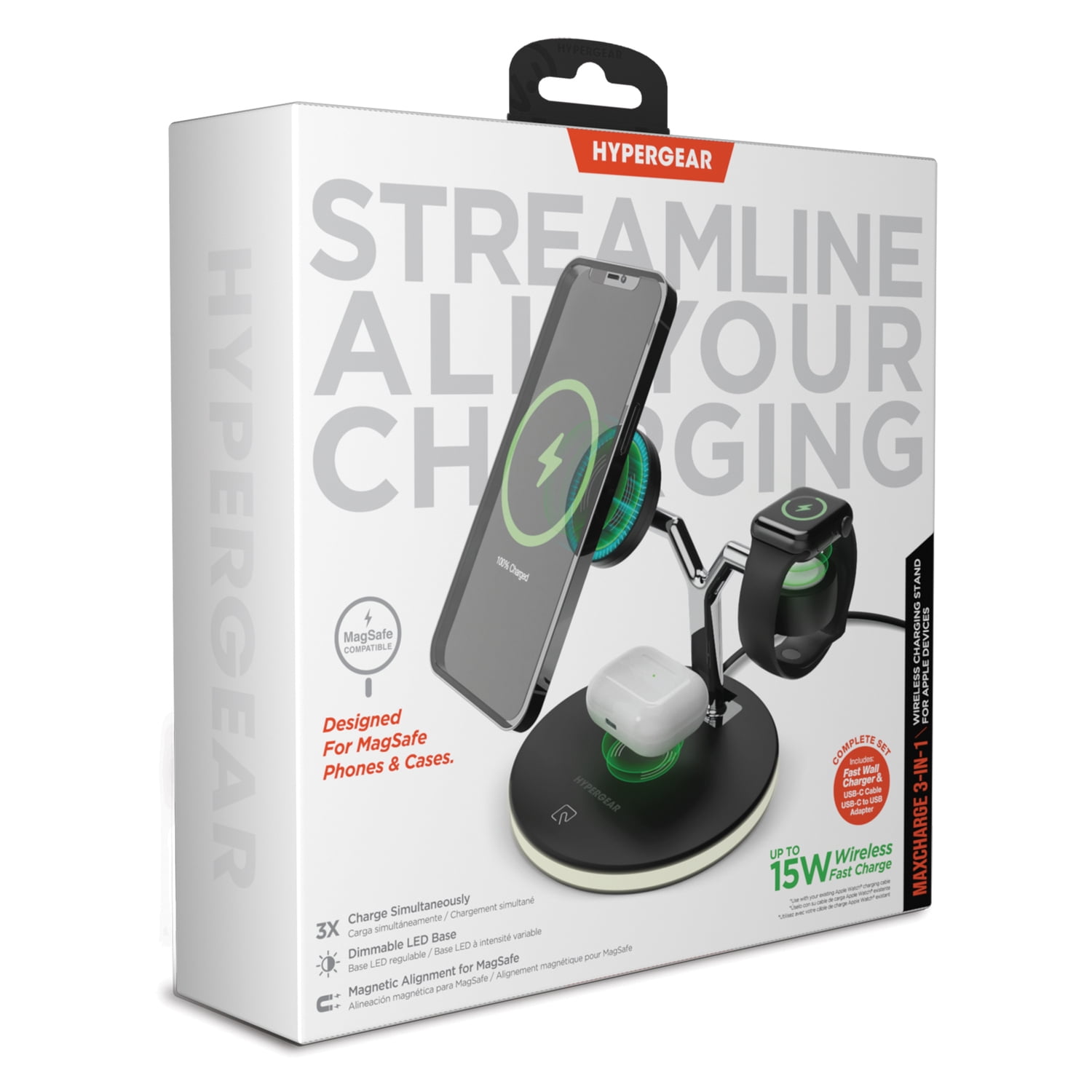 HyperGear MaxCharge 3-in-1 Wireless Charging Stand: Fast Phone Station ...