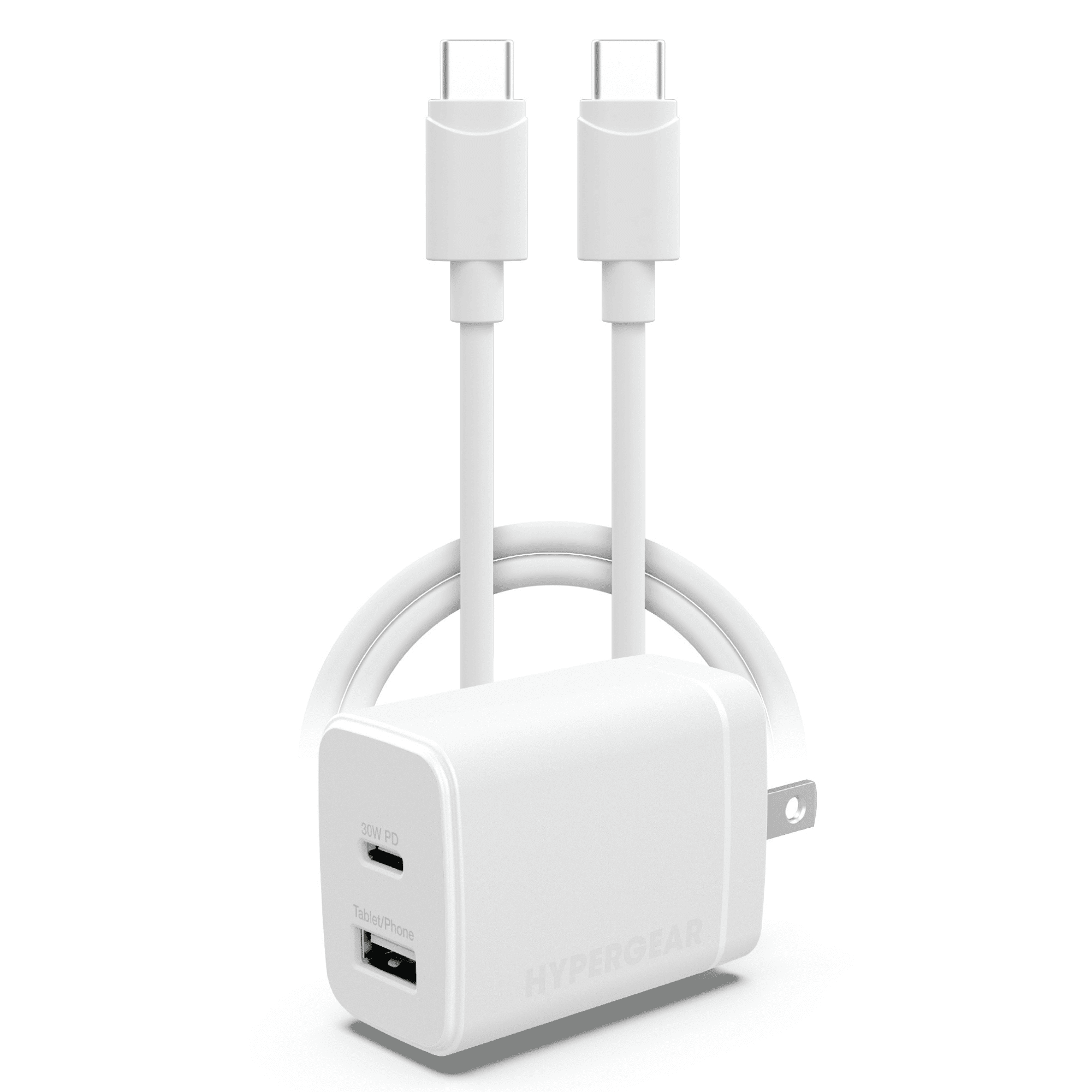 HyperGear 30W PD Dual Wall Charger + USB-C to USB-C - Walmart.com