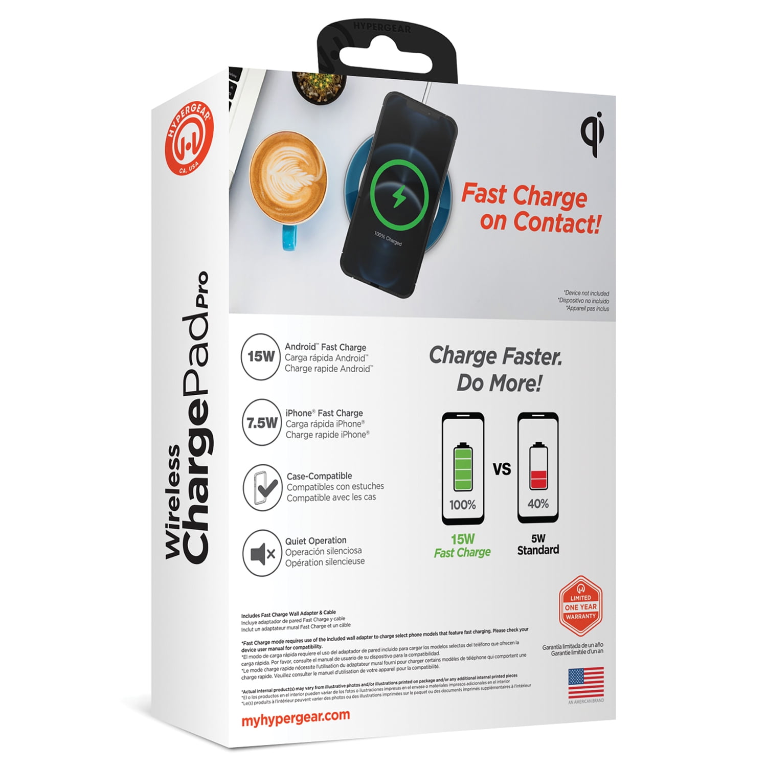 HyperGear ChargePad Pro 15W Wireless Fast Charger (CHARGER15W-PRNT ...
