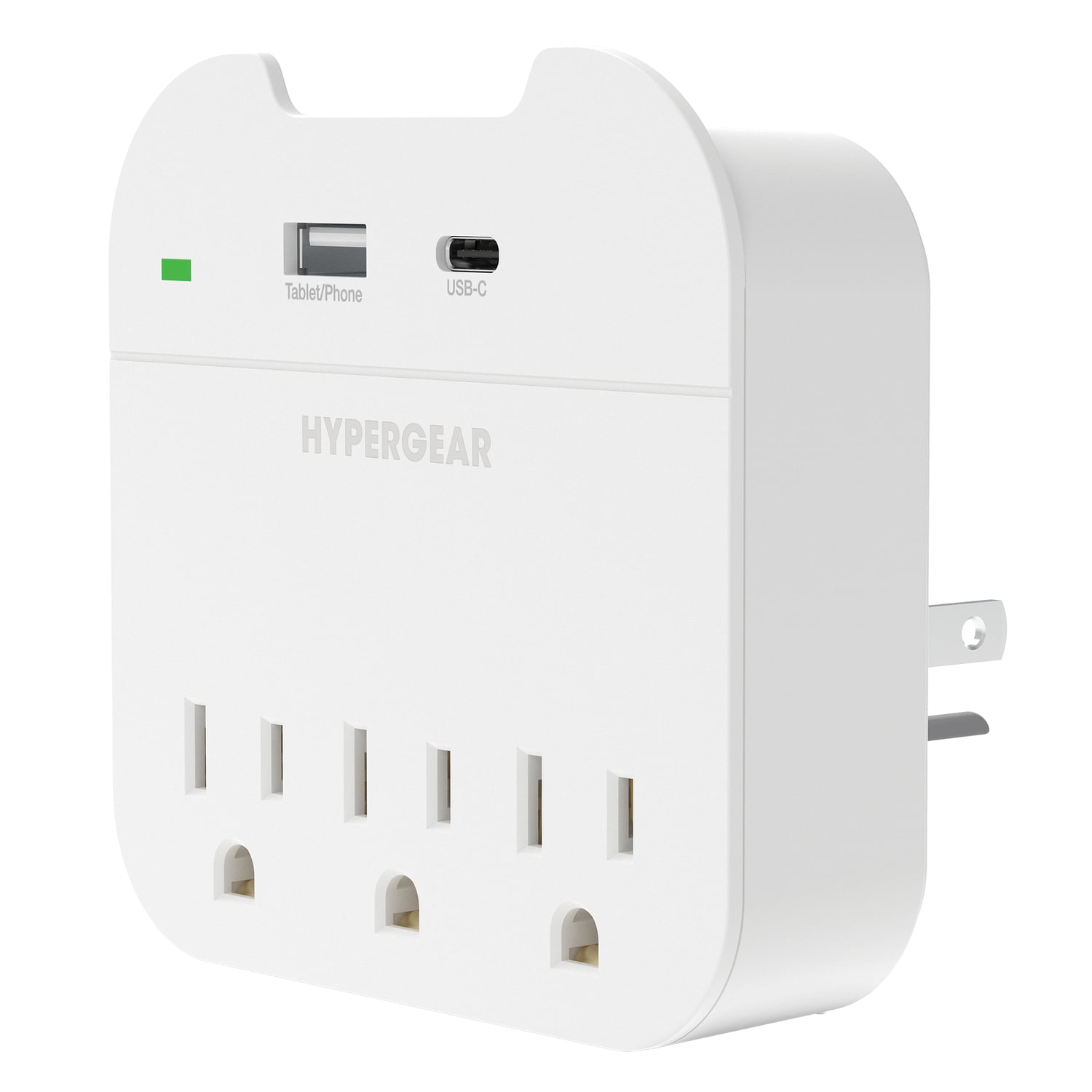 HyperGear Multi-Plug 5-Outlet Wall Tap with USB-C and USB Ports, White ...