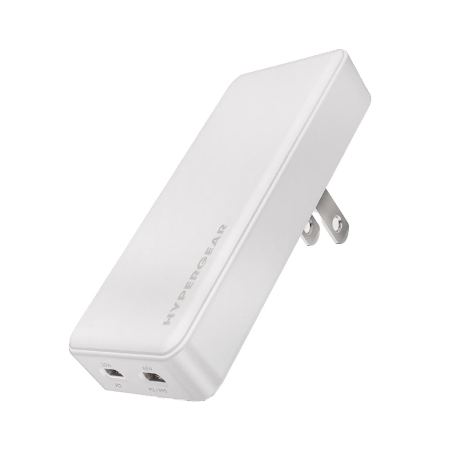 HyperGear SpeedBoost 65-Watt Dual-USB-C Slim GaN Laptop Charger, White ...
