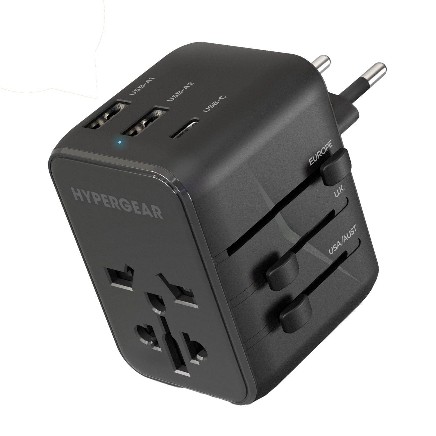 HyperGear WorldCharge Universal Travel Adapter with USB/USB-C (Black ...