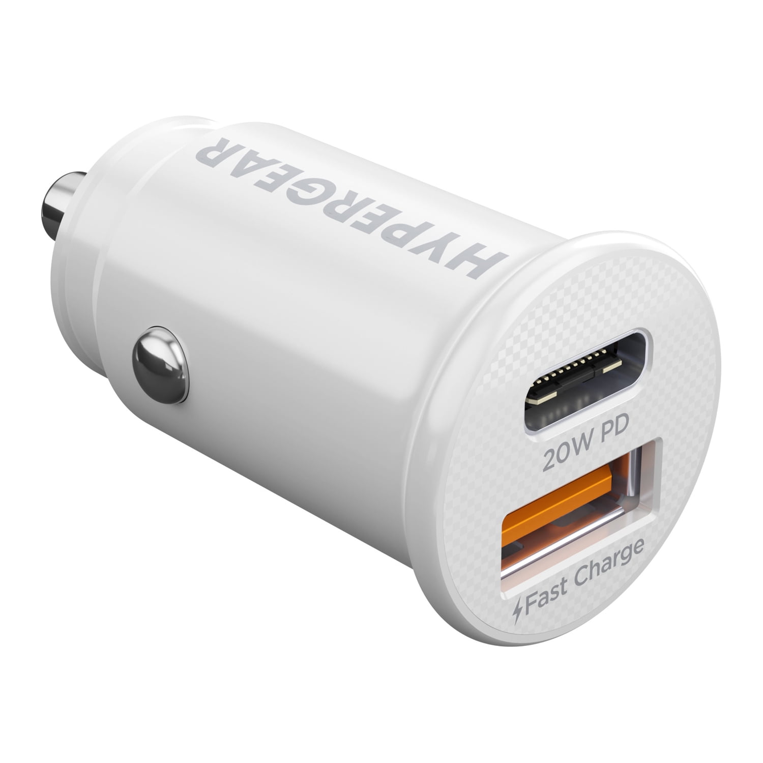HyperGear mini Dual 20-Watt USB-C PD and 18-Watt USB Car Charger (White ...