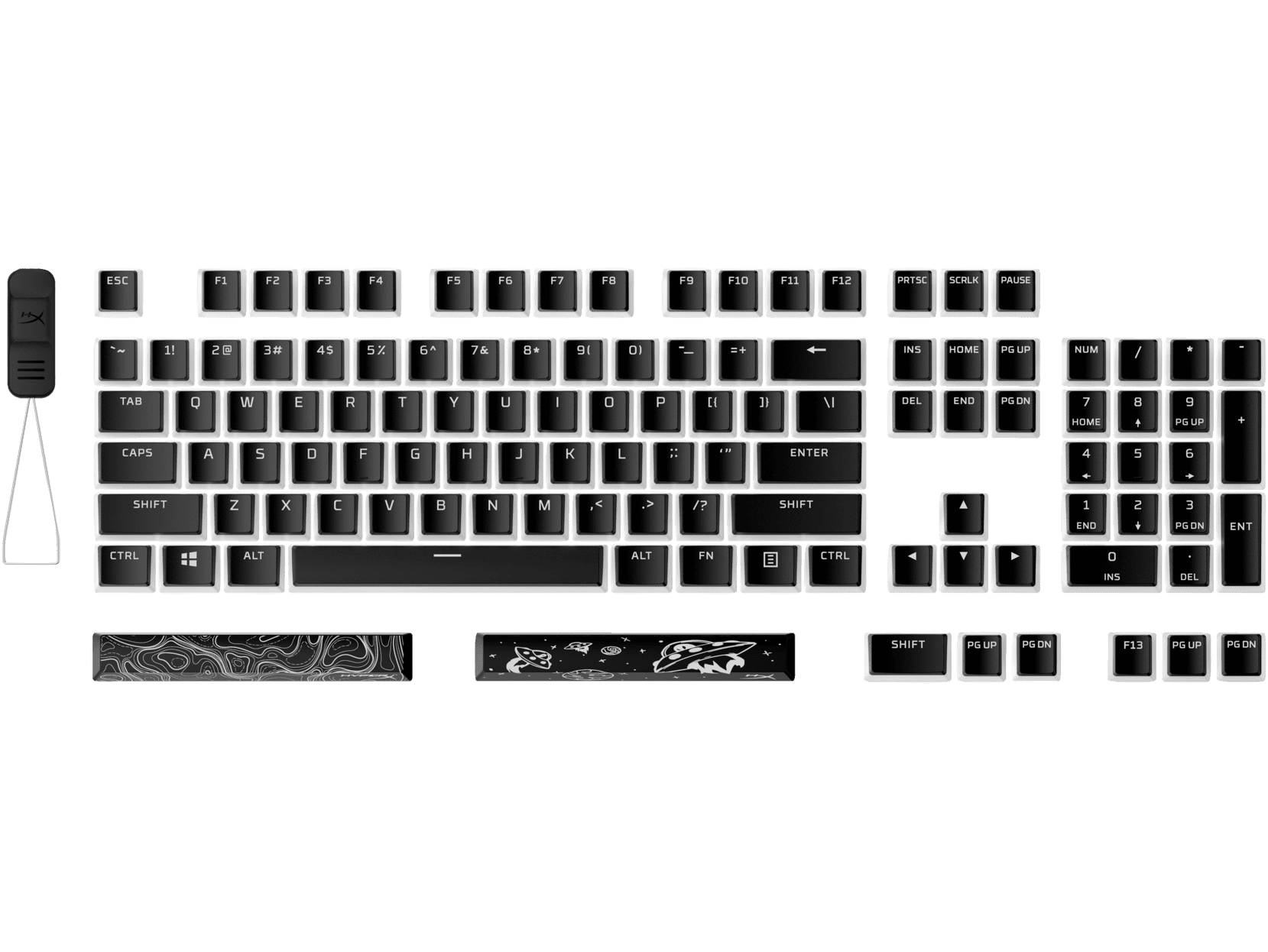 HyperX Pudding Keycaps 2 - Full Key Set - PBT - Black (US Layout ...