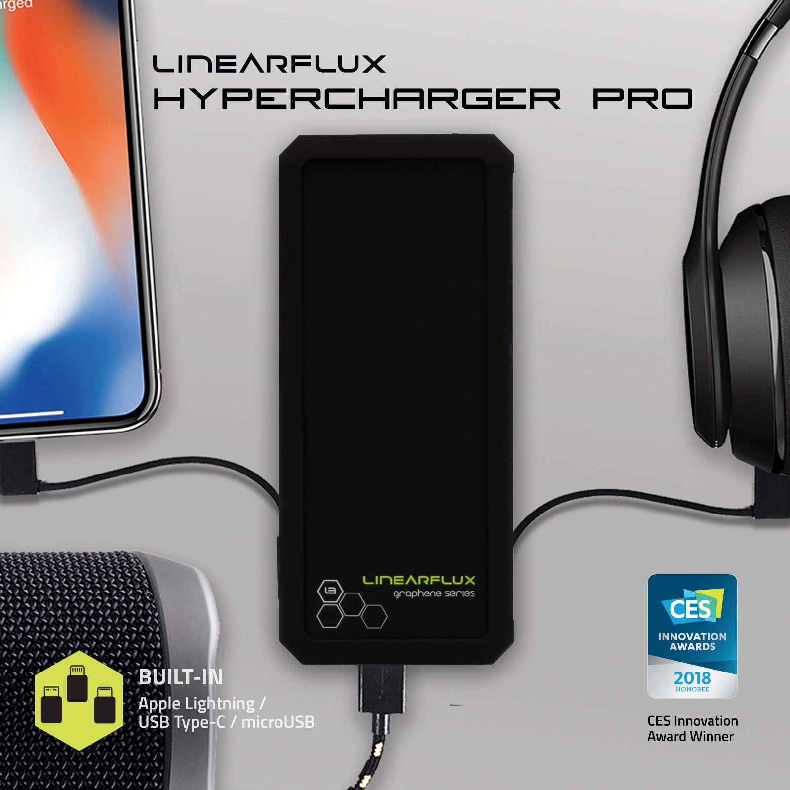 Hypercharger Pro 8,000mAh 3-in-1 Powerbank (Apple Lightning, USB-C, microUSB) - Walmart.com