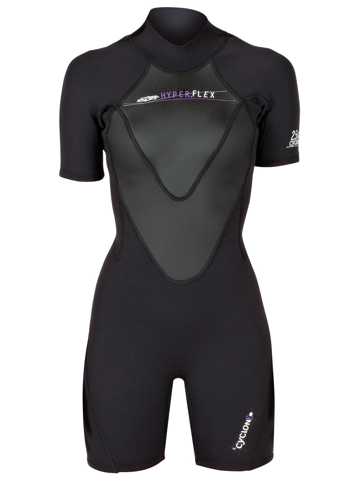 Hyperflex Cyclone 2 Womens 2.5mm Shorty Back Zip Wetsuit 8 Black ...