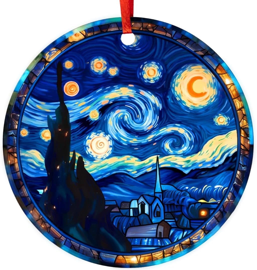 Hyperi Acrylic Van Gogh Starry Night Ornament, Diamond Art, 4 x 4 in ...