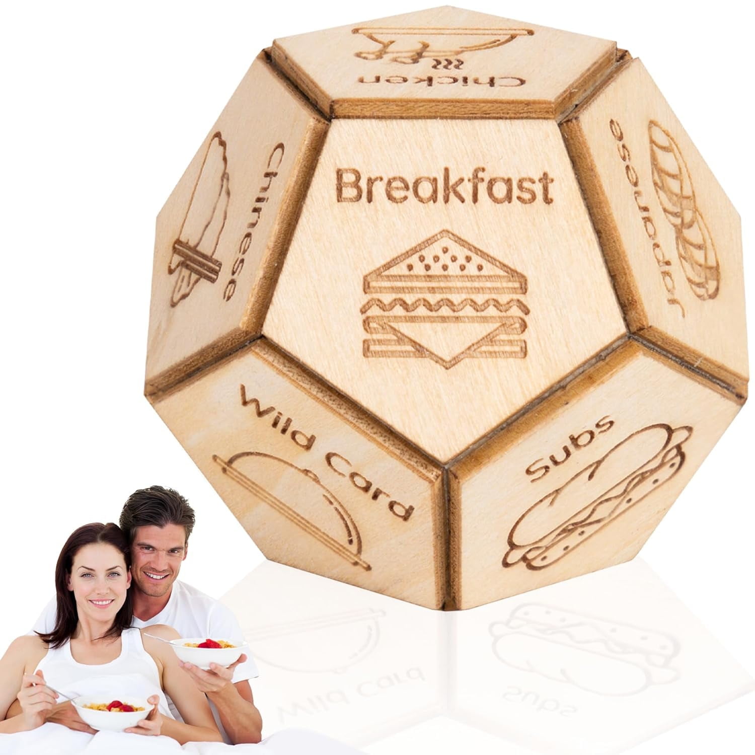 Hyperi Wooden Dodecahedron Food Dice Decider - Walmart.com