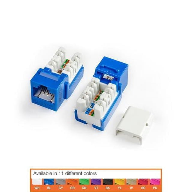 Hyperline HYCAT6JACKBL Cat6 RJ45 Keystone Jack Blue - Walmart Business ...