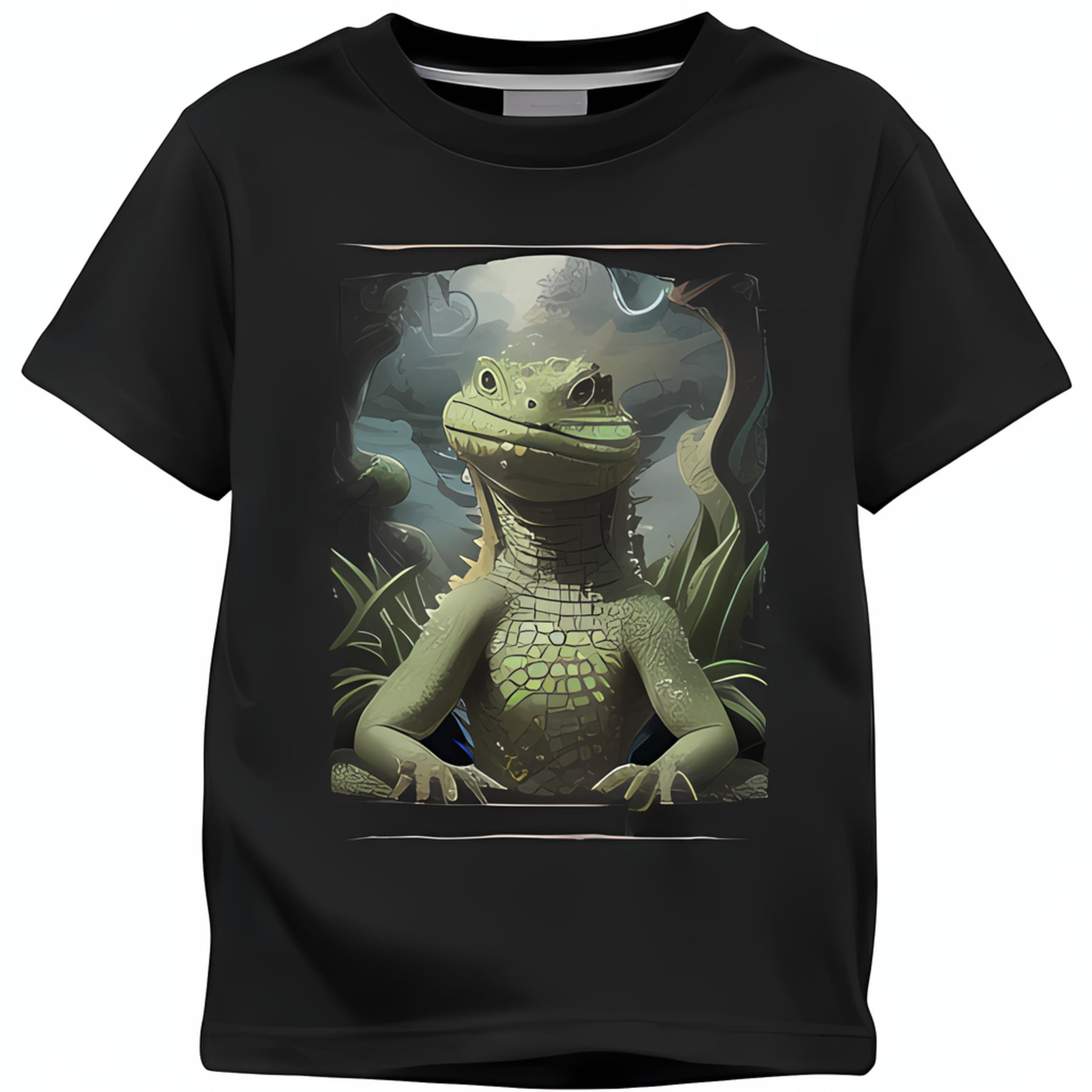 Hyperrealistic Jungle Fantasy Art Black T-Shirt Colorful Cartoonish ...