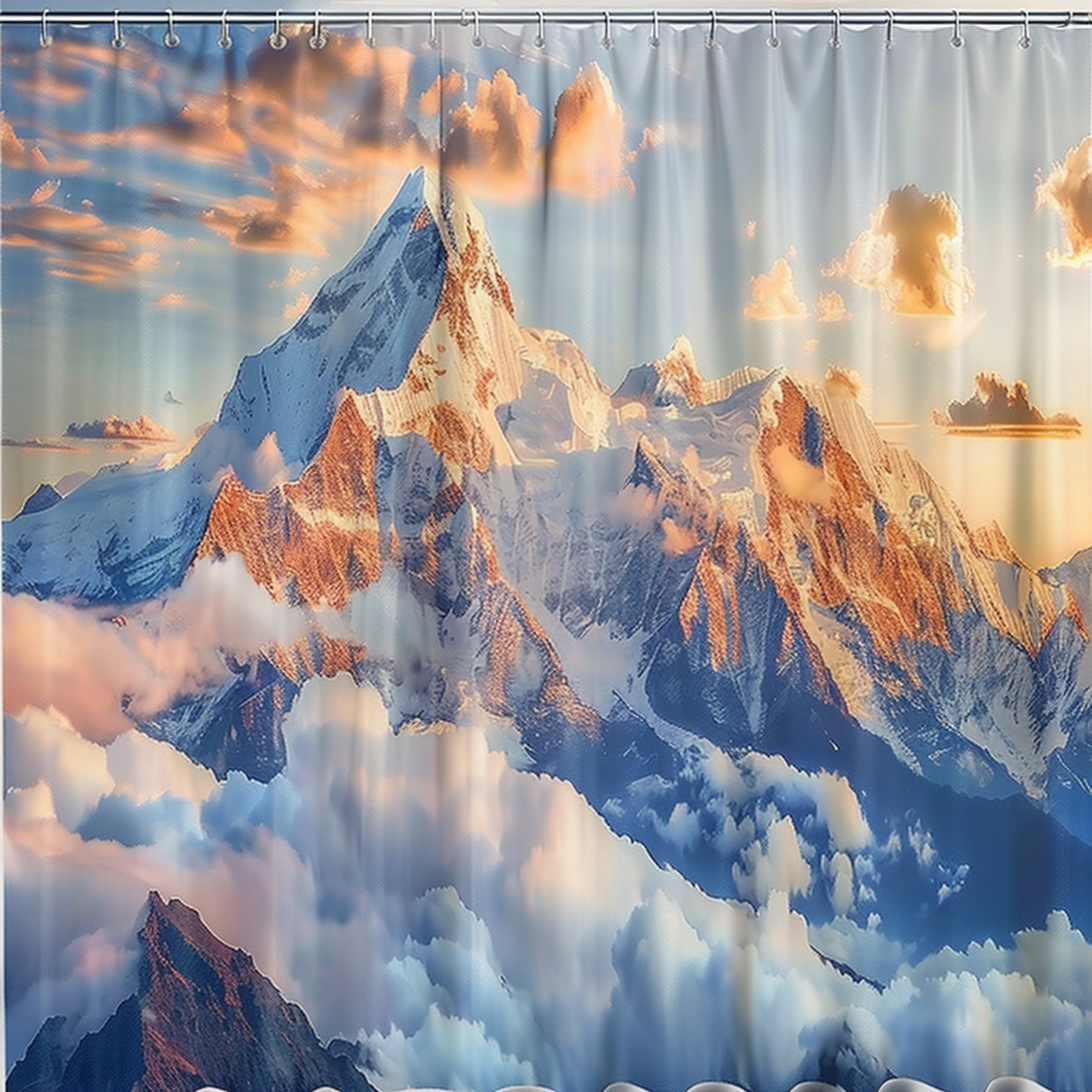 Hyperrealistic Mountain Landscape Shower Curtain Photo of Sy Peaks ...