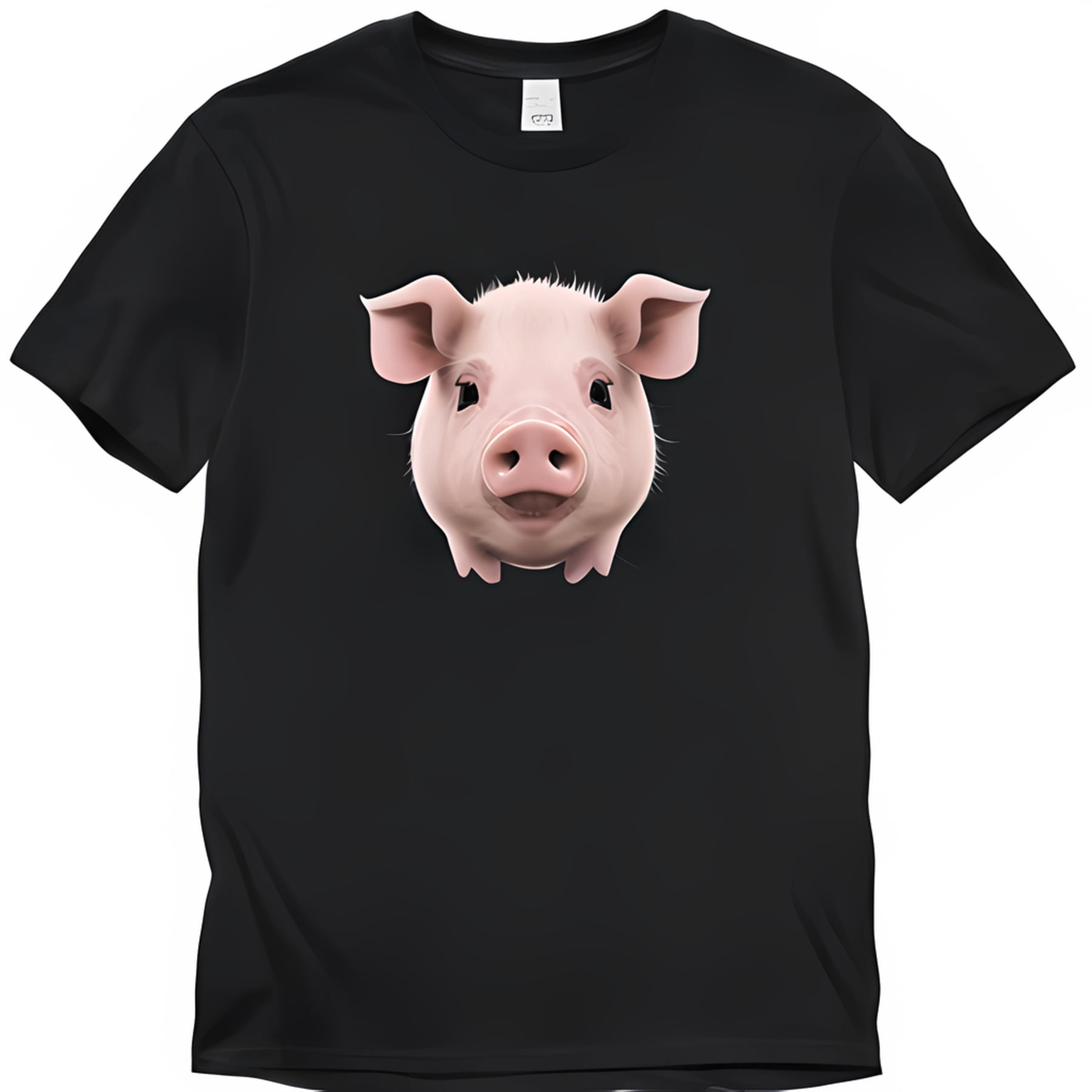 Hyperrealistic Pig Face Vector Illustration Black T-Shirt Mockup Super ...