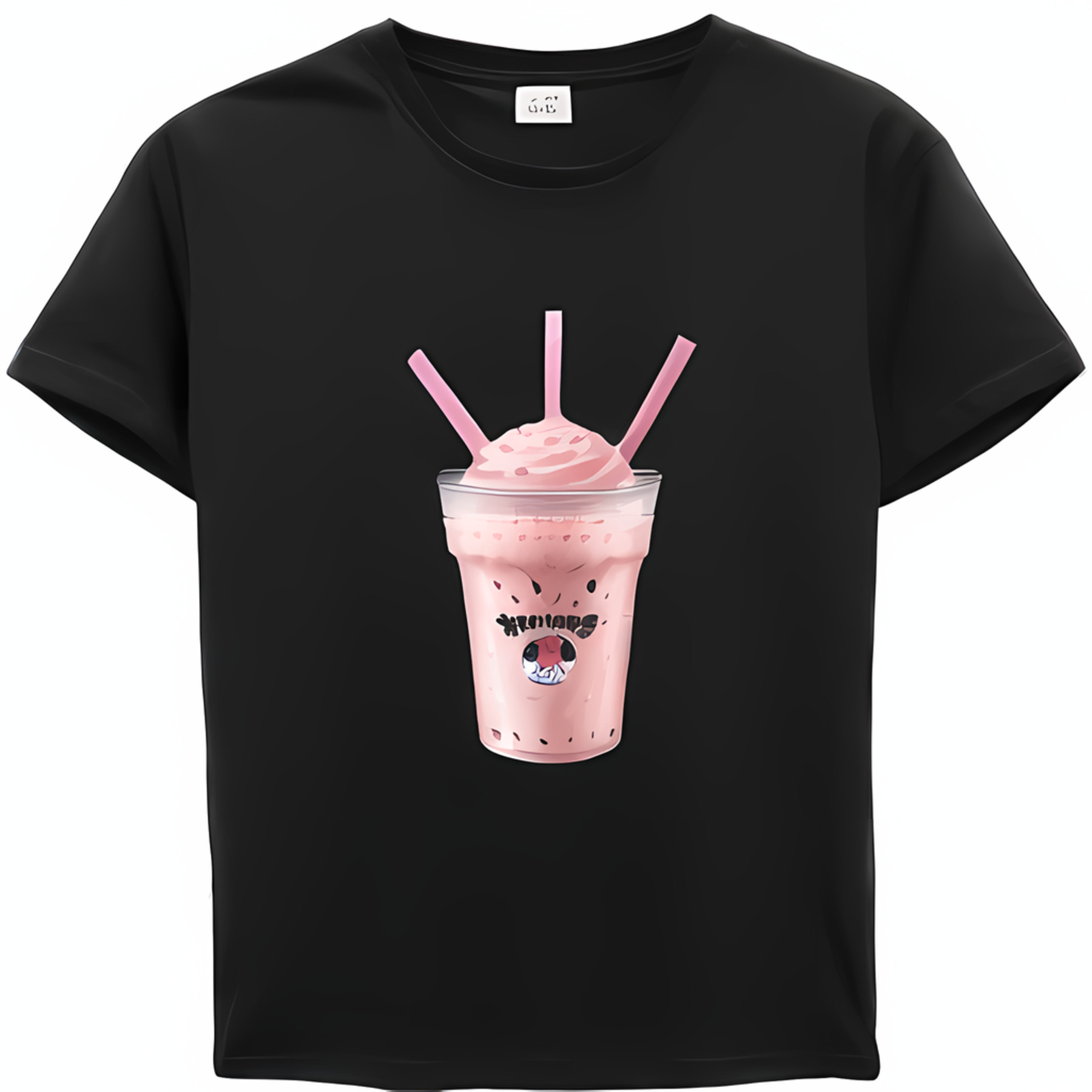 Hyperrealistic Pink Teea Black T-Shirt Detailed Background Professional Photo Unique and Eye ...