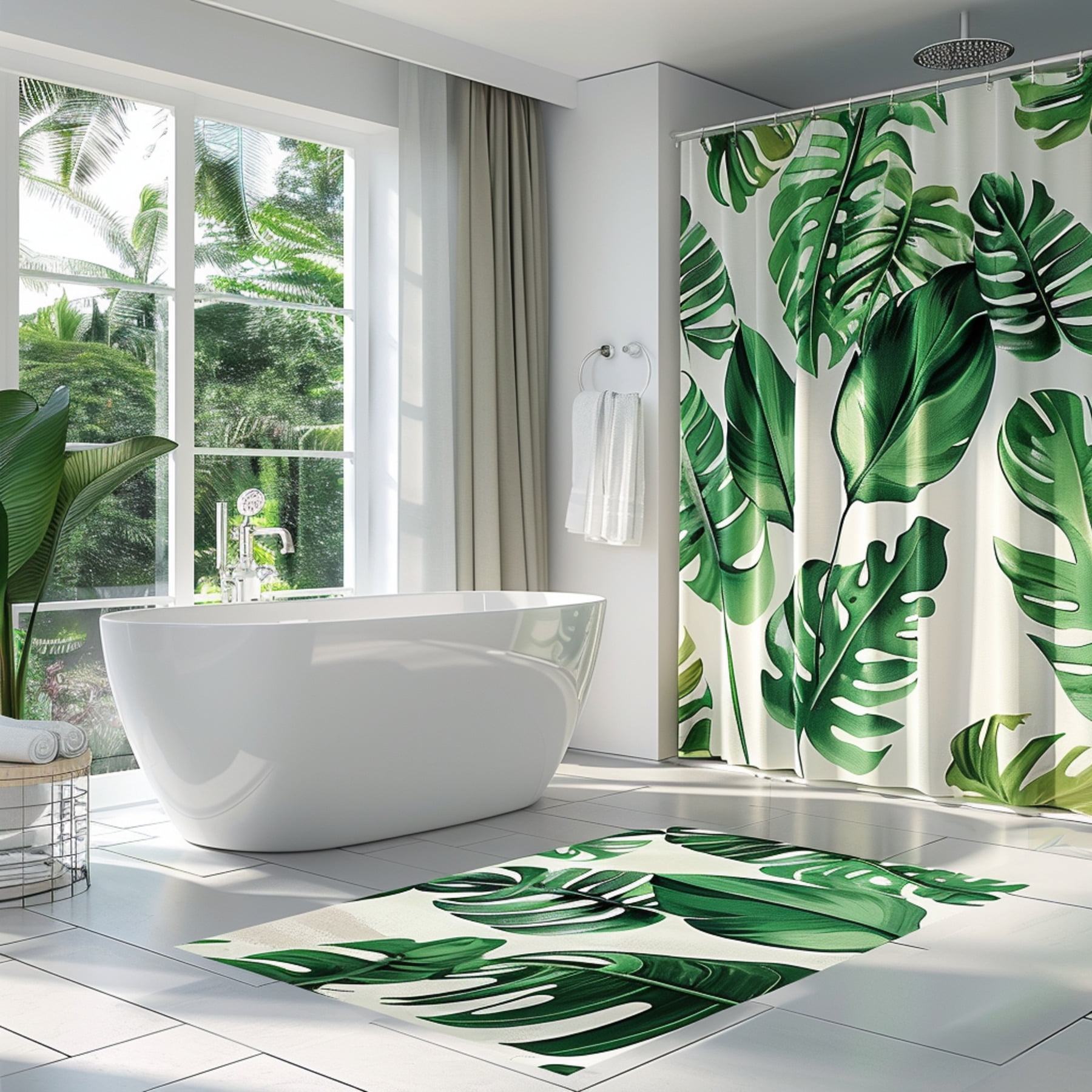 Hyperrealistic Tropical Rainforest Shower Curtain High Detail