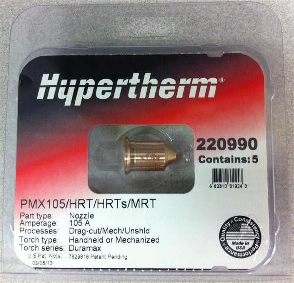 Hypertherm 220990 Nozzle for 105A Cut, 5 pack - Walmart.com