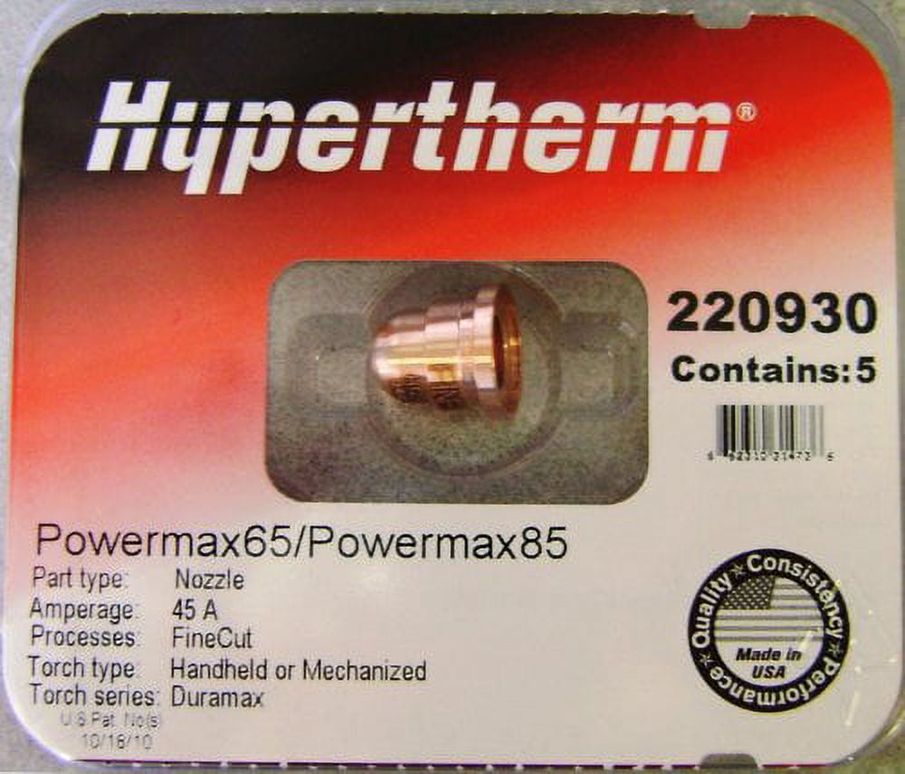 Hypertherm Powermax 65 & 85 Fine Cut Nozzles 220930, Pack of (5 ...