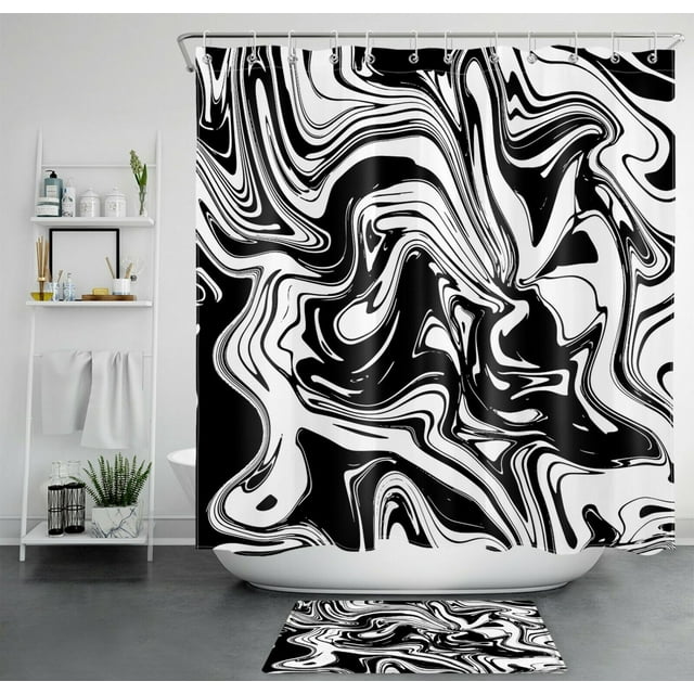 Hypnotic Monochrome Marble Shower Curtain Elevate Your Bathroom Décor